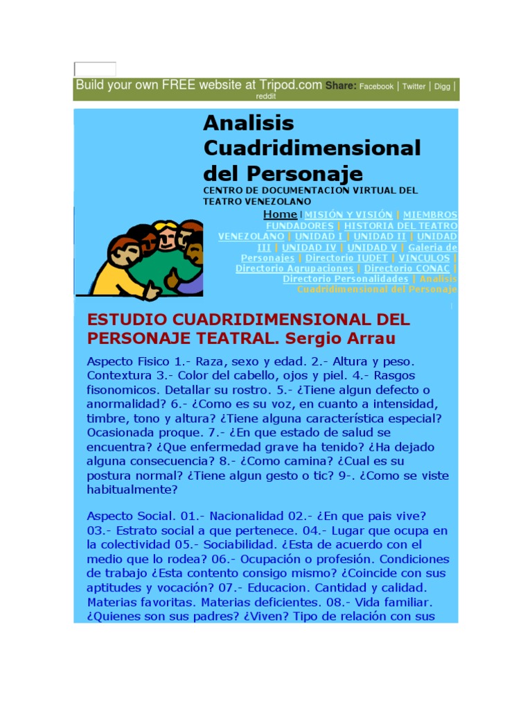 Análisis Cuadridimensional del Personaje | PDF | Conceptos psicologicos ...