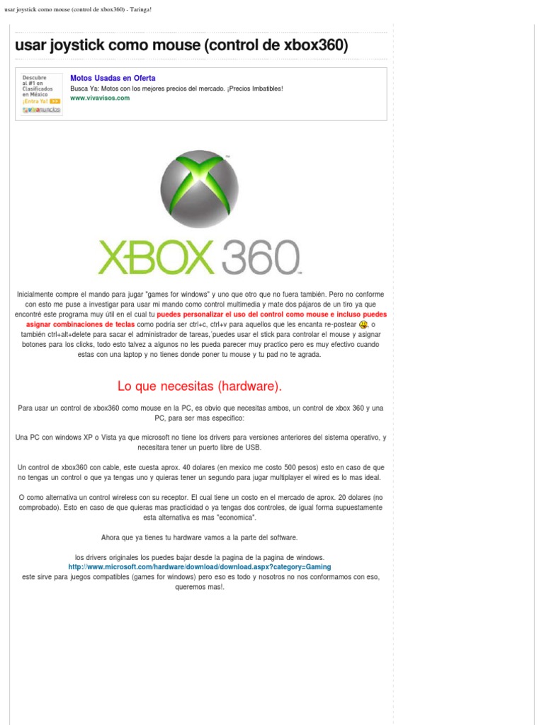 Usar Joystick Como Mouse (Control de Xbox360) | PDF | Xbox 360 ...