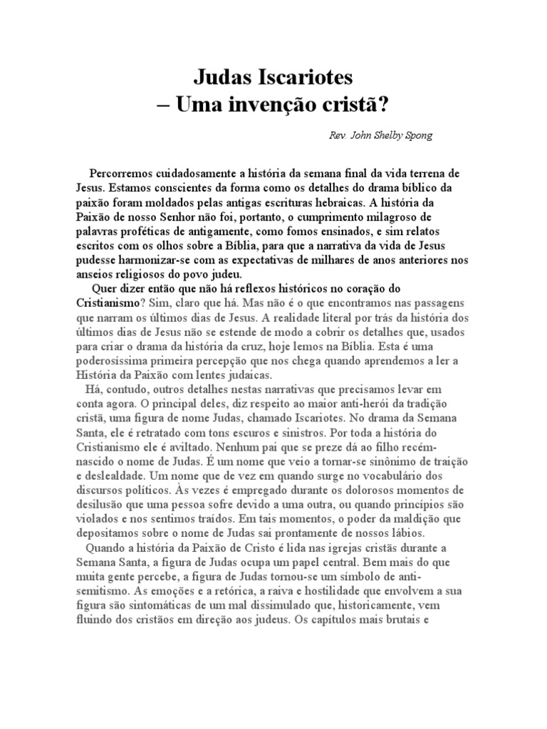 SPONG - Judas Iscariotes | PDF | Judas Iscariotes | Evangelho de Lucas