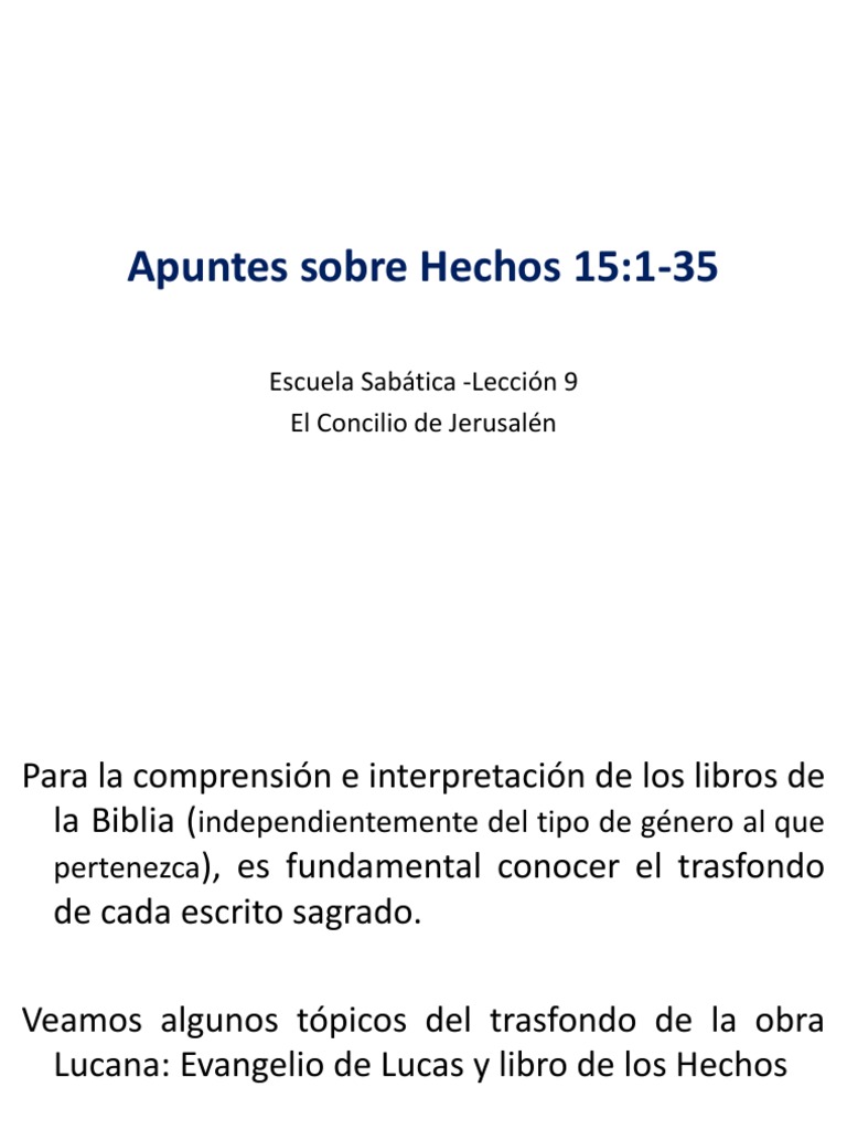 Apuntes Sobre Hechos 15 | PDF | Evangelio De Lucas | Jesús