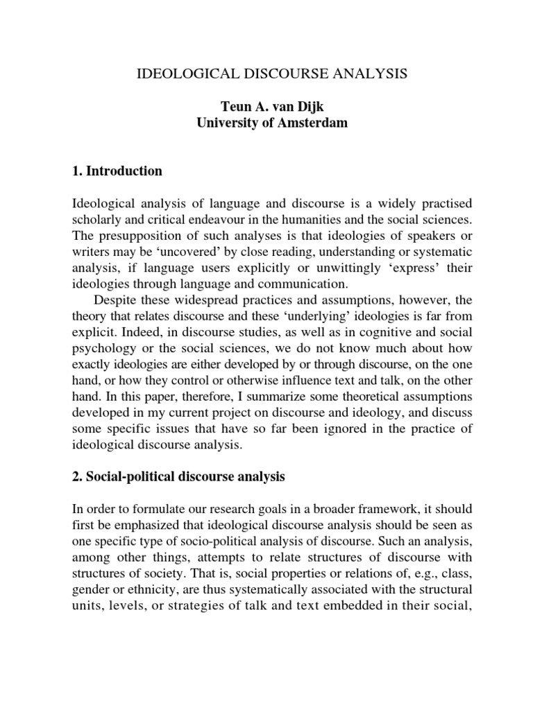 Ideological Discourse Analysis | PDF | Social Group | Ideologies