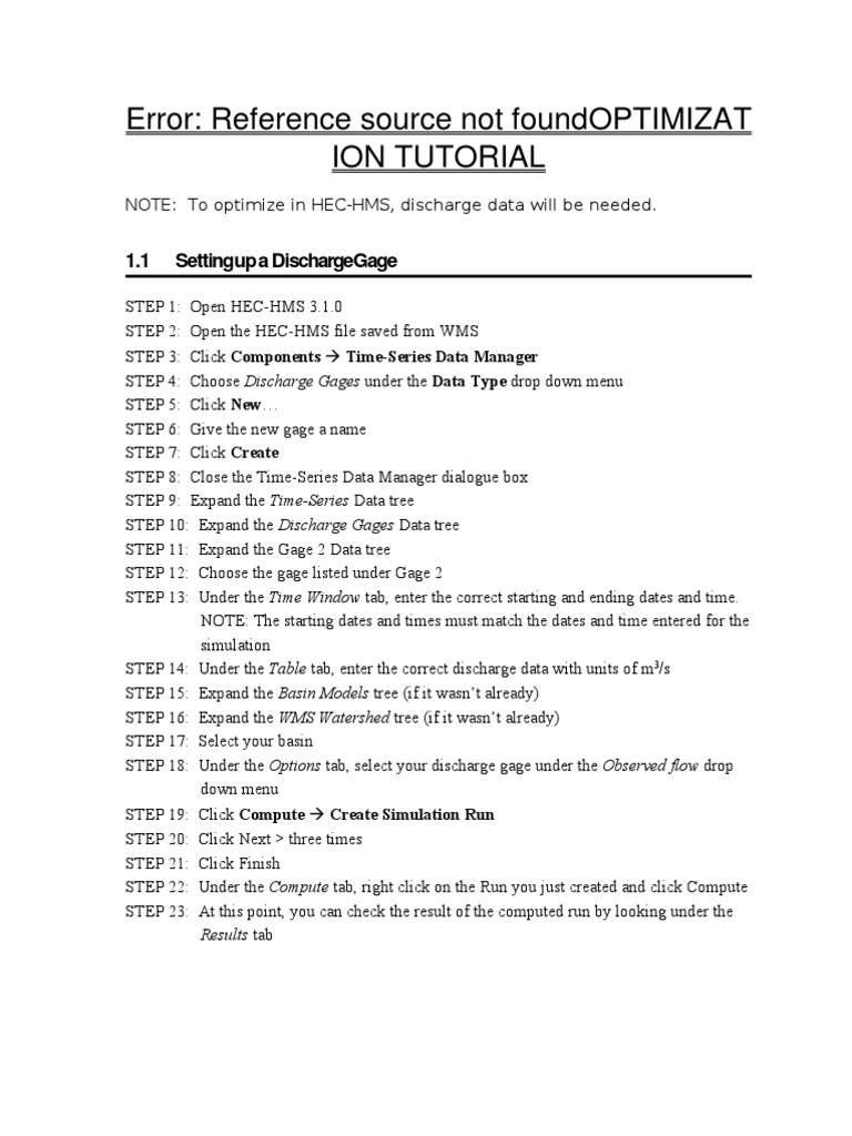 Hec-Hms Optimization Tutorial | PDF | Menu (Computing) | Mathematical Optimization