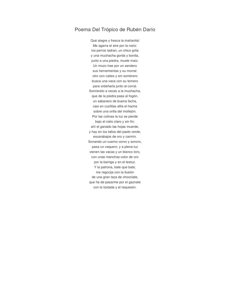 Poema Del Trópico de Rubén Darío | PDF | Vacas | Bovinos