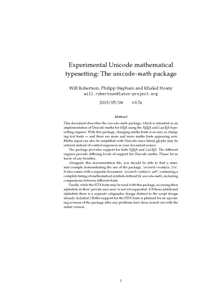 Unicode Math | PDF