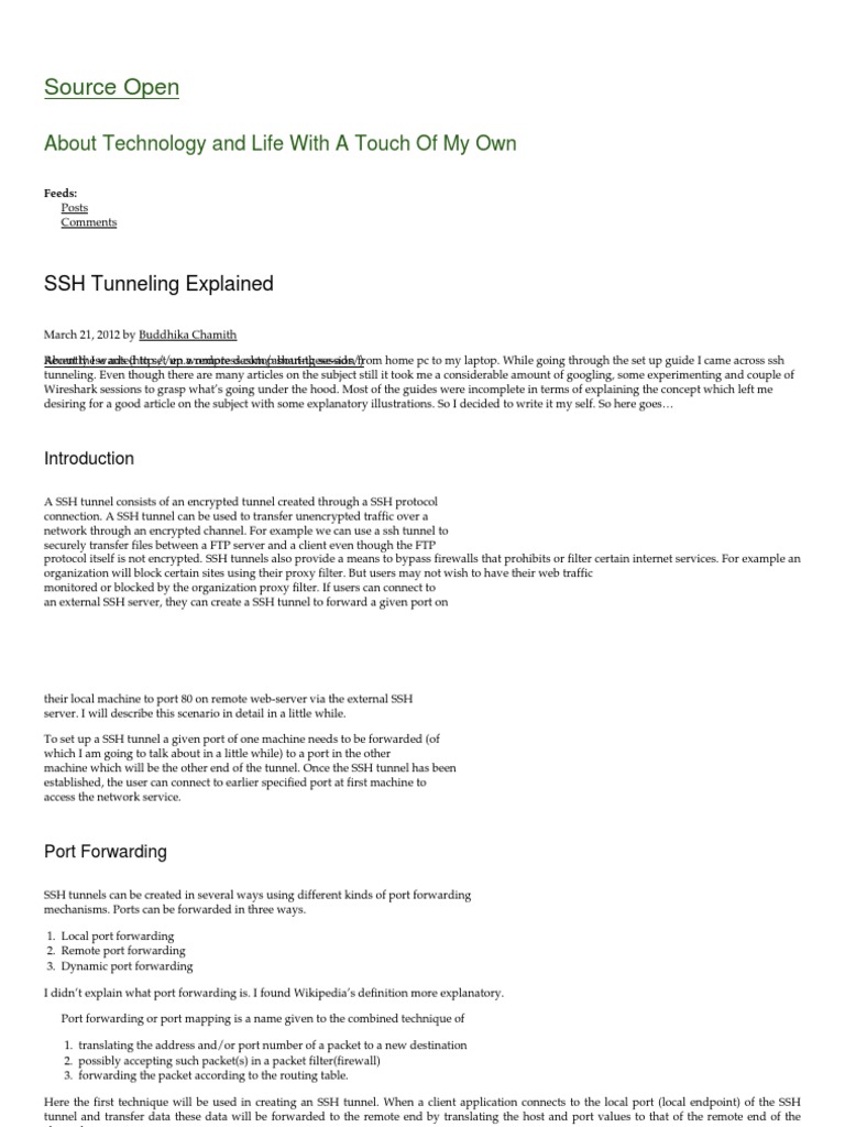 Ssh Tunneling Pdf Port Computer Networking Secure Shell
