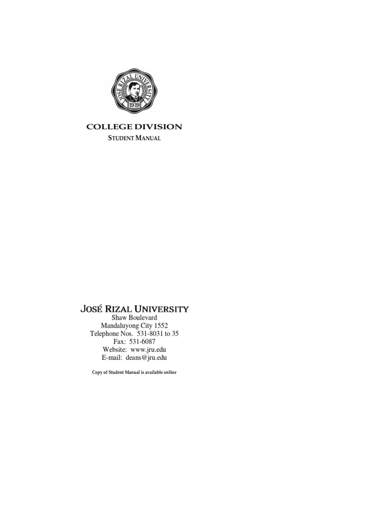 COstudentManual2012 Final Jru | PDF | University And College Admission ...