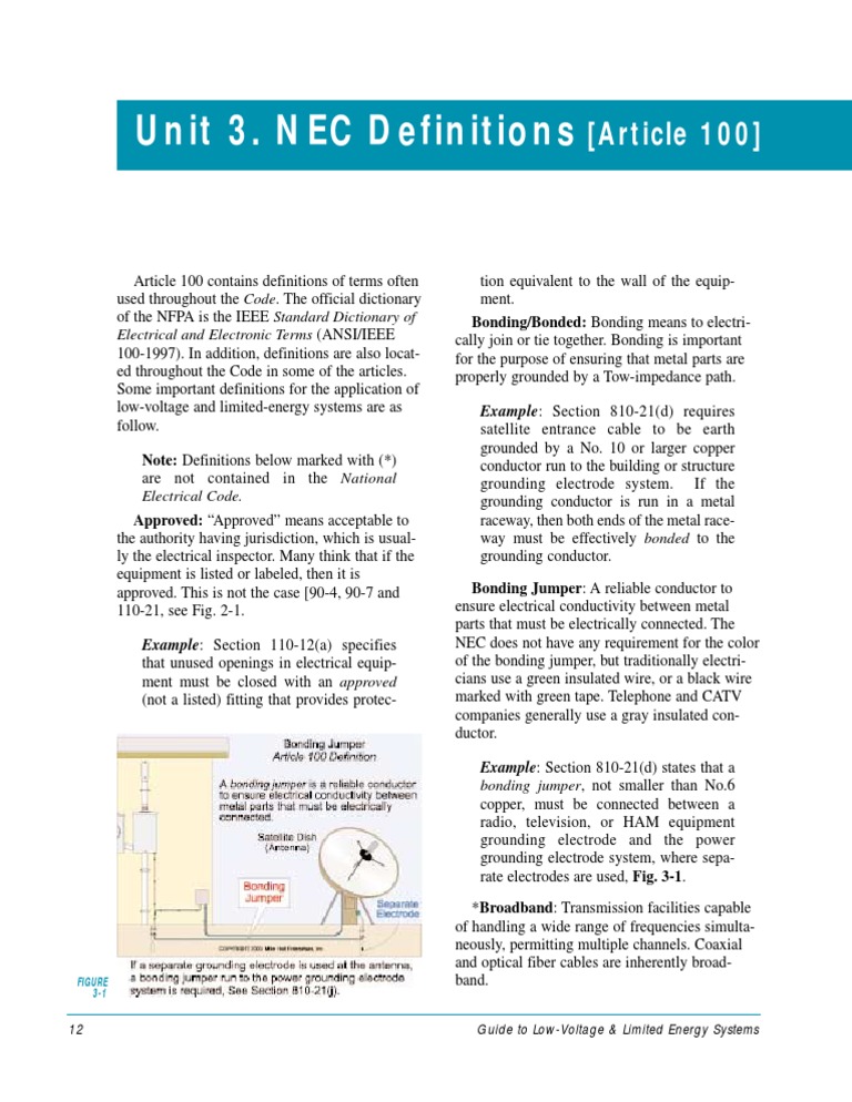 Unit 3. NEC Definitions: (Article 100) | PDF
