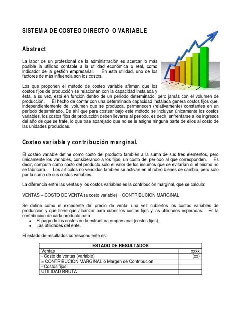 Sistema de Costeo Variable | PDF | Costo | Toma de decisiones