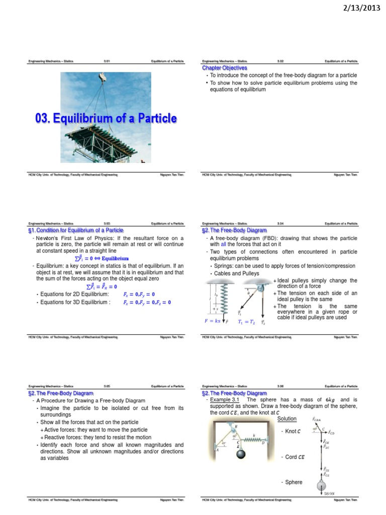 Ch.03 Equilibrium of A Particle | PDF | Force | Tension (Physics)