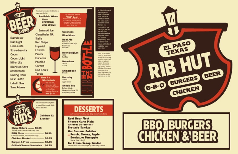 Rib Hut Menu 2 | PDF | Anheuser Busch Brands | Beer