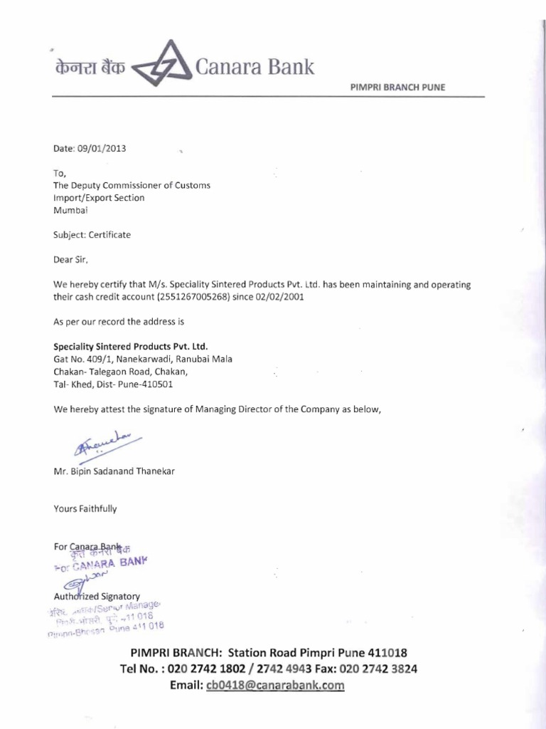 Bank Verification Letter | PDF