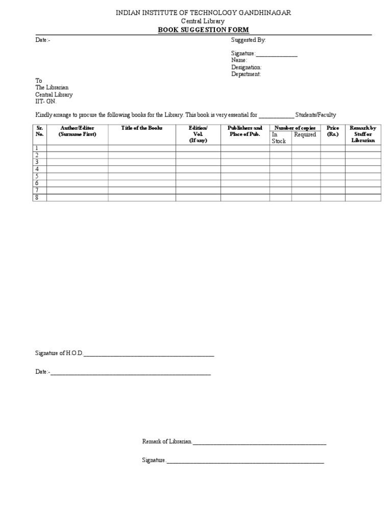 Book Indent Form | PDF