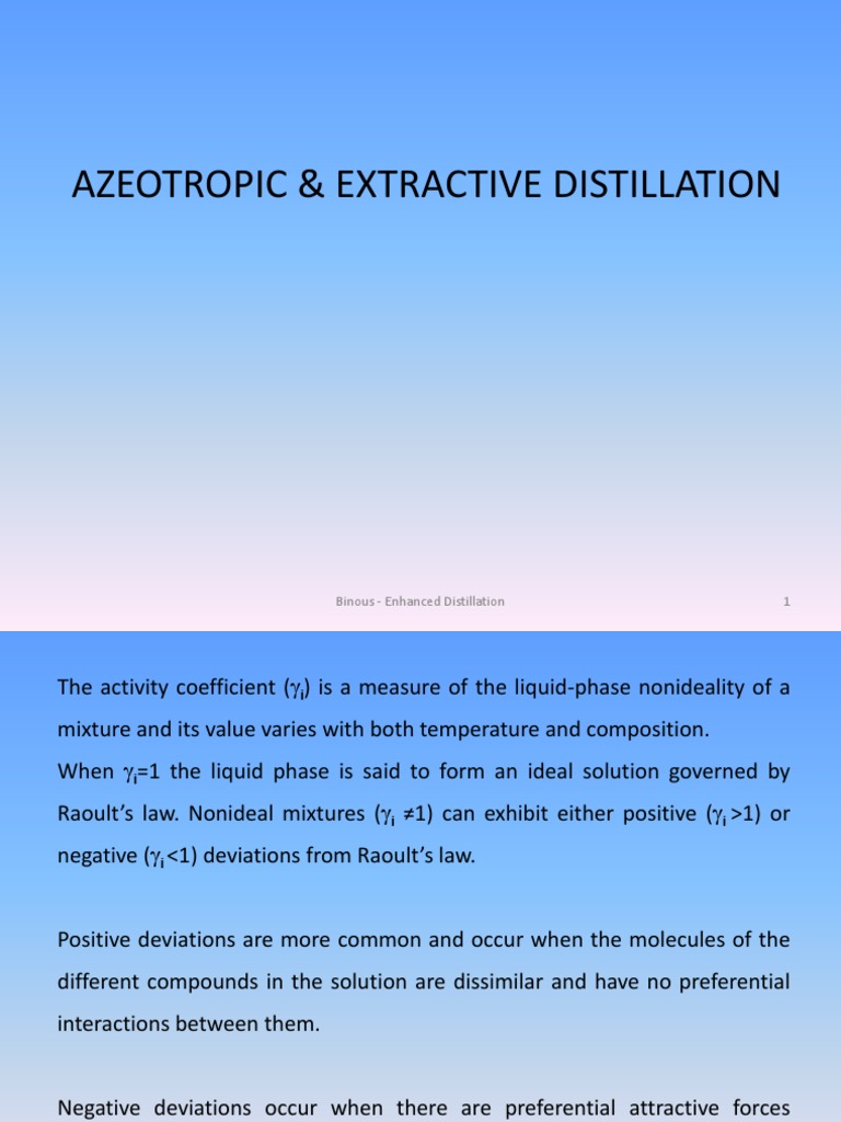 Extractive & Azeotropic Distillation | Distillation | Chemical Processes
