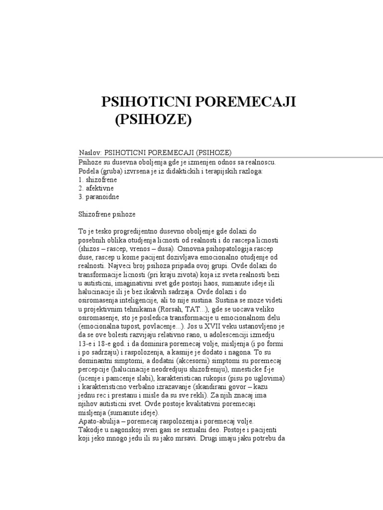 Psihoticni Poremecaji Pdf