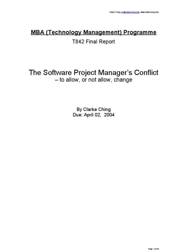 The Software Project Manager's Conflict | PDF | Agile Software ...
