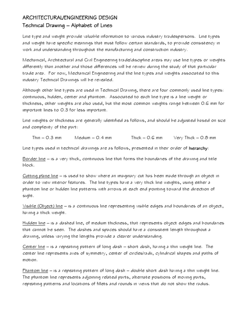 Technical Drawing Line Types & Weights | PDF | Technical Drawing | Geometry