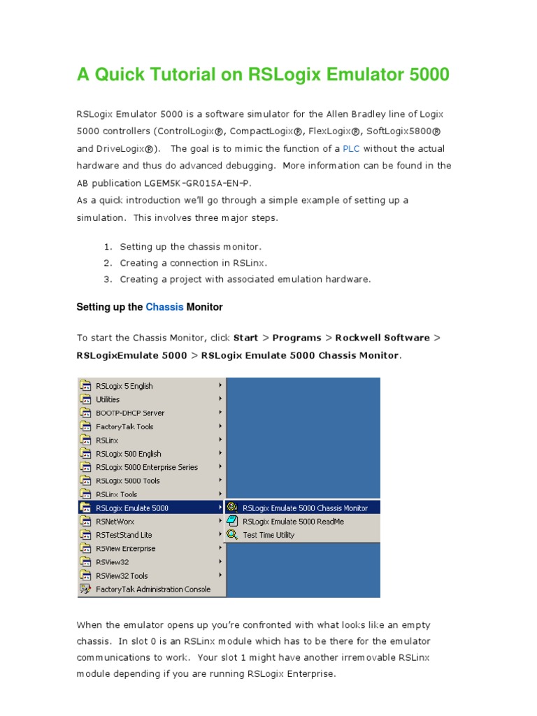 A Quick Tutorial on RSLogix Emulator 5000 | Emulator | Device Driver