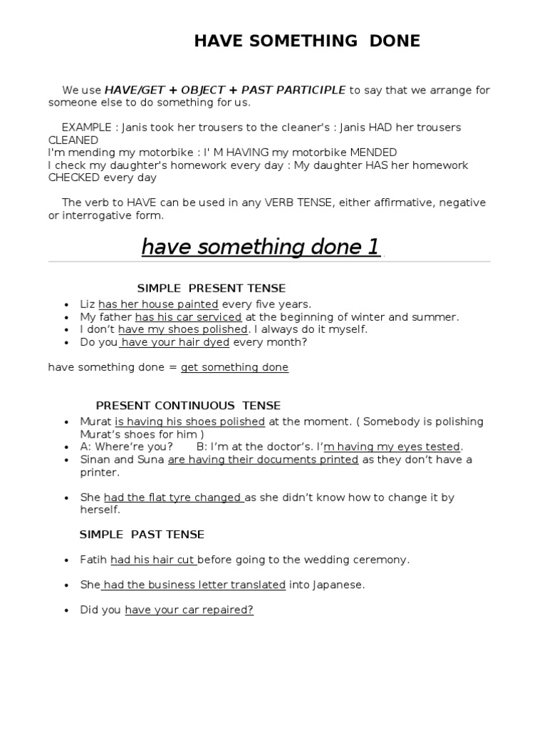 Have Something Done | Grammatical Tense | Verb