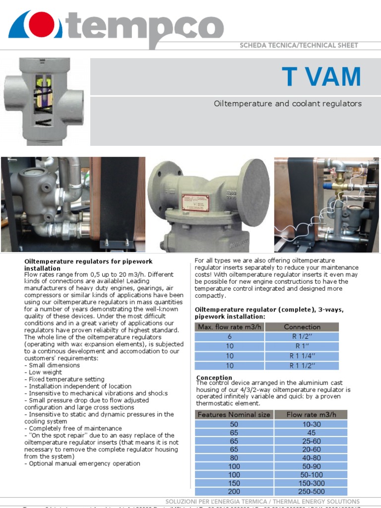 T VAM - Oil Temperature Regulators | PDF | Thermostat | Coolant