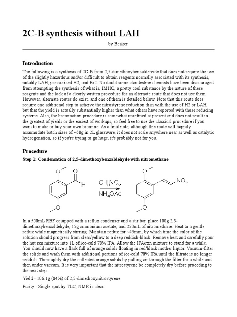 2C-B Synthesis Without LAH PDF | PDF | Filtration | Hydrochloric Acid
