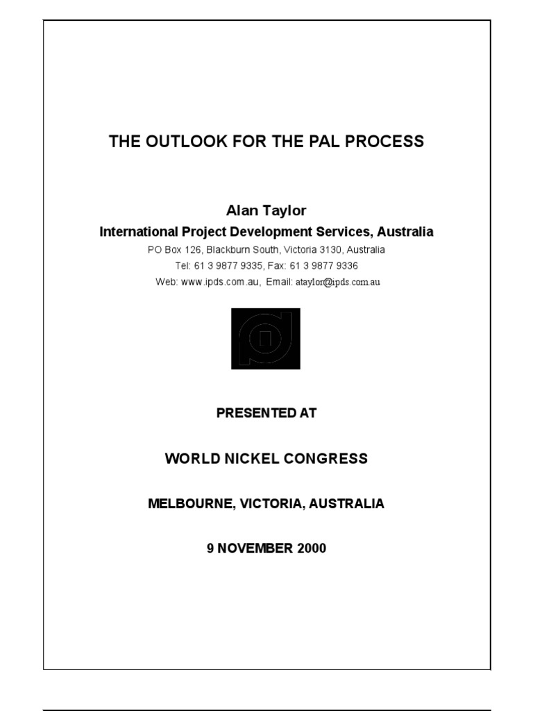 The Outlook For The PAL Process | PDF | Nickel | Cobalt