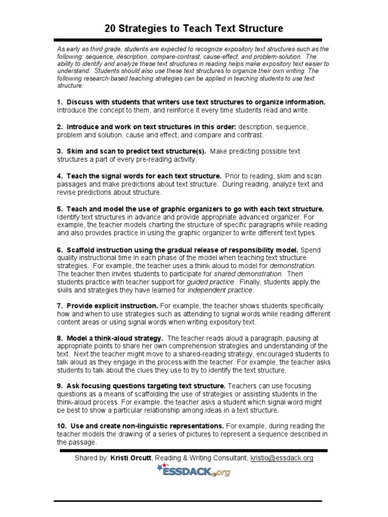 Teaching Text Structures to Students | PDF | Reading (Process ...