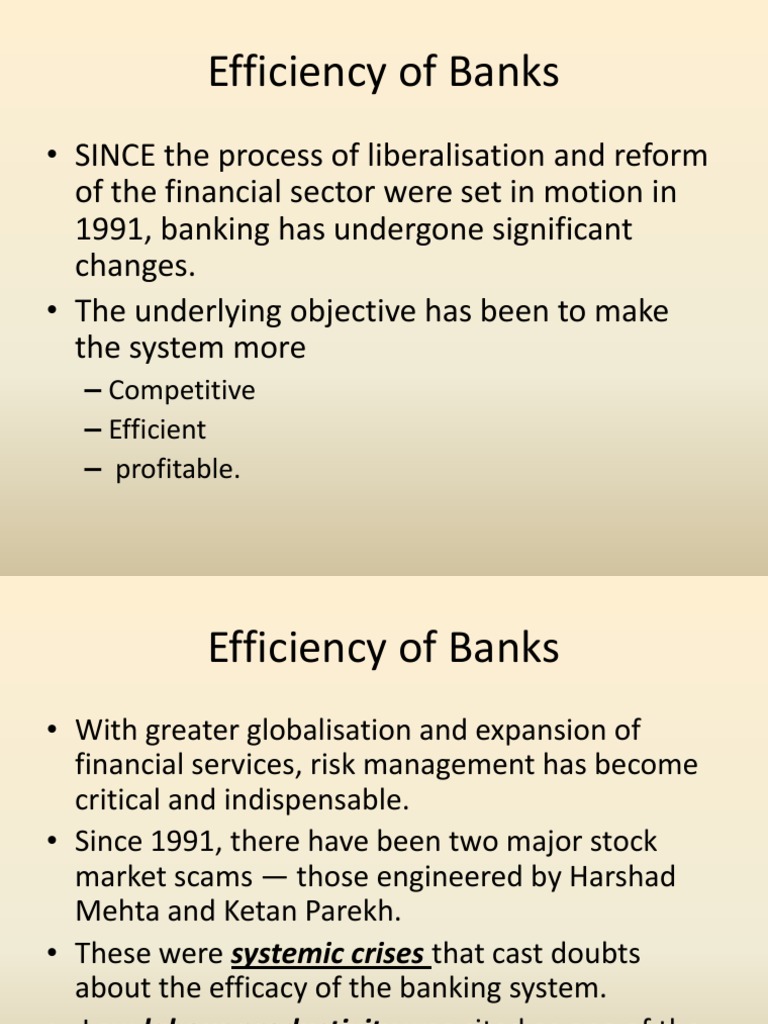 Efficiency of Banks: – Competitive – Efficient – profitable | Profit ...