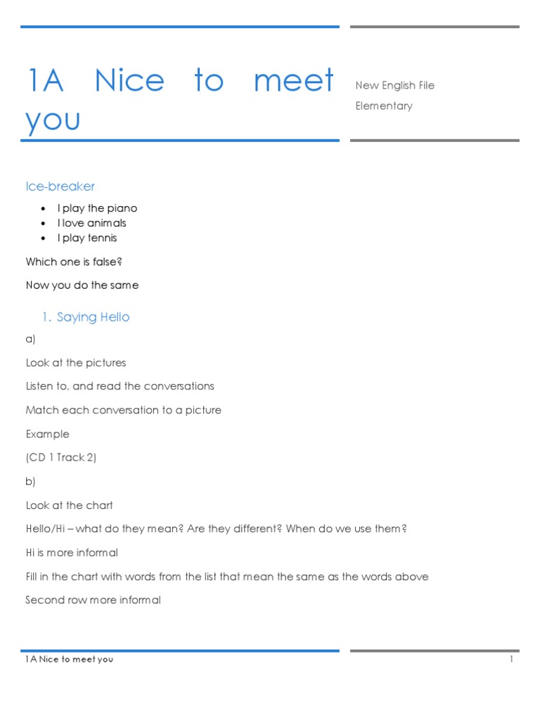 Introductions and Greetings: A Lesson on Saying Hello, Grammar ...