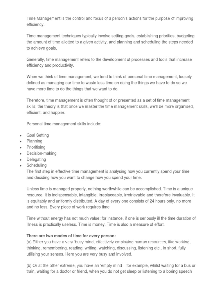 Effective Time Management Techniques | PDF | Career & Growth