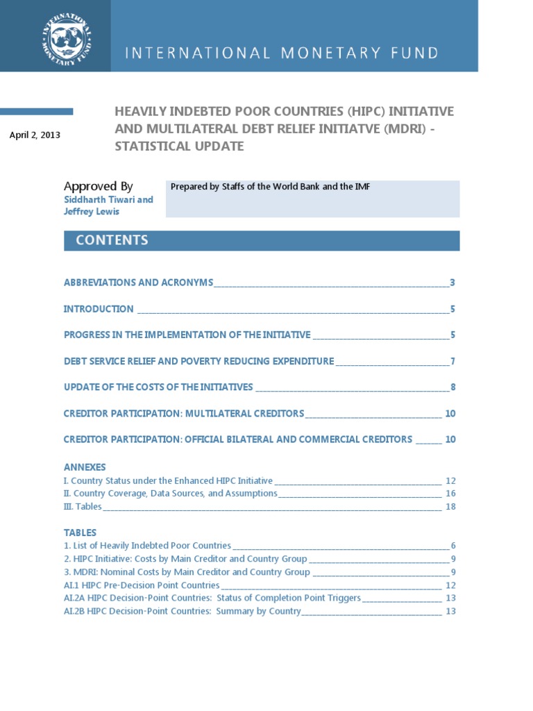 Heavily Indebted Poor Countries (Hipc) Initiative and Multilateral Debt ...