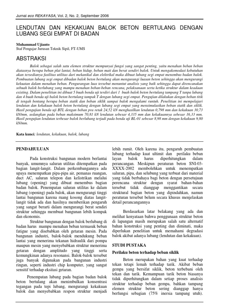 Lendutan dan Kekakuan Balok Beton Bertulang | PDF