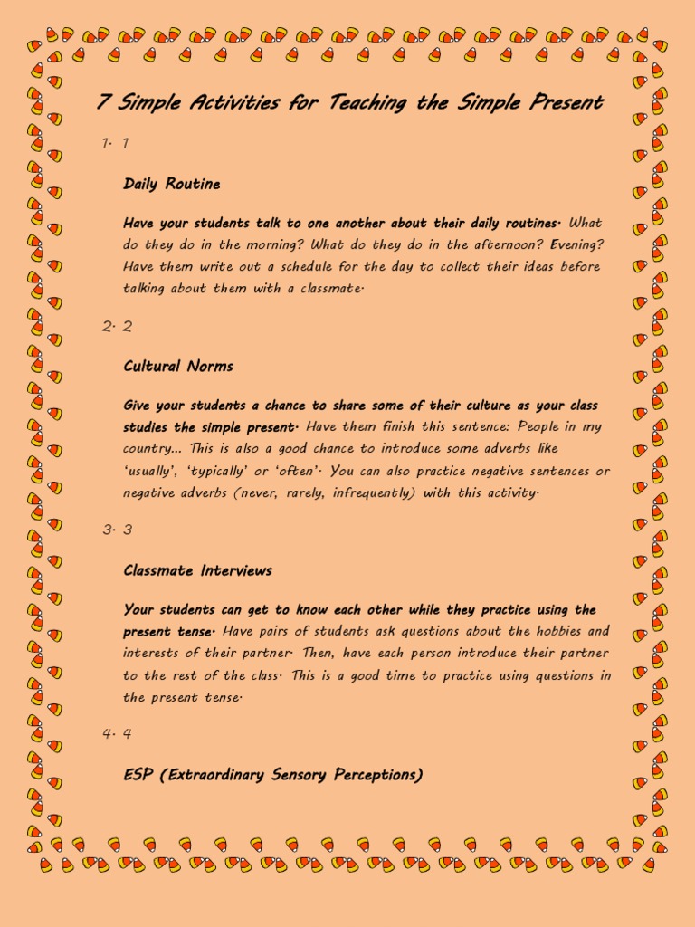7 Simple Activities For Teaching The Simple Present | PDF | Perception ...
