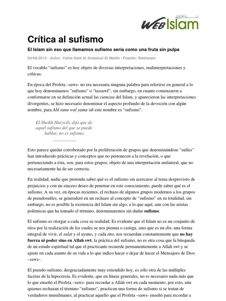 Crítica Al Sufismo | PDF | El sufismo | Religiones abrahámicas