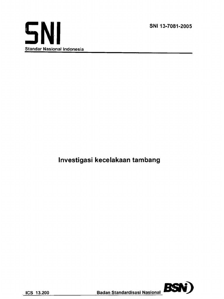 Investigasi Kecelakaan Tambang SNI | PDF | Hukum | Sains & Matematika