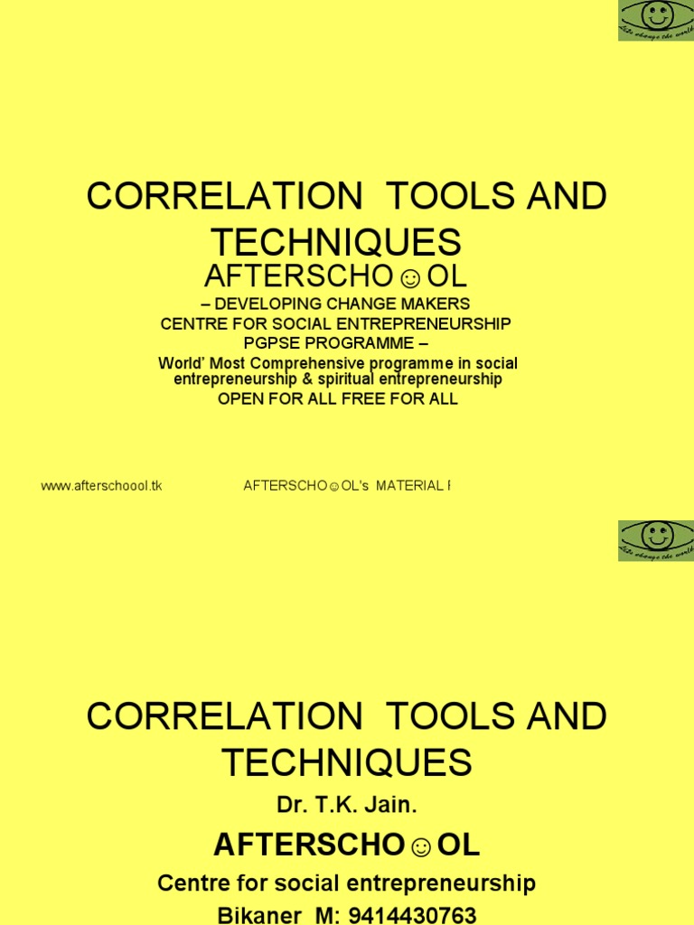 Correlation Tools and Techniques: Afterscho Ol | PDF | Entrepreneurship ...
