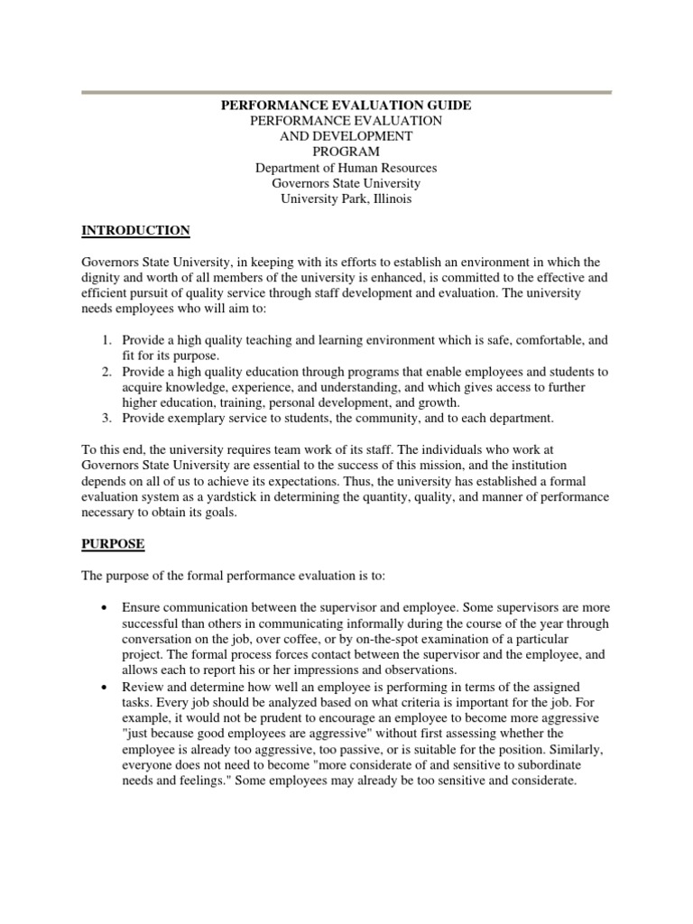 Perf Eval Guide | PDF | Performance Appraisal | Overtime