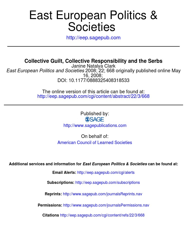 Collective Guilt Collective Responsibility and The Serbs | PDF ...