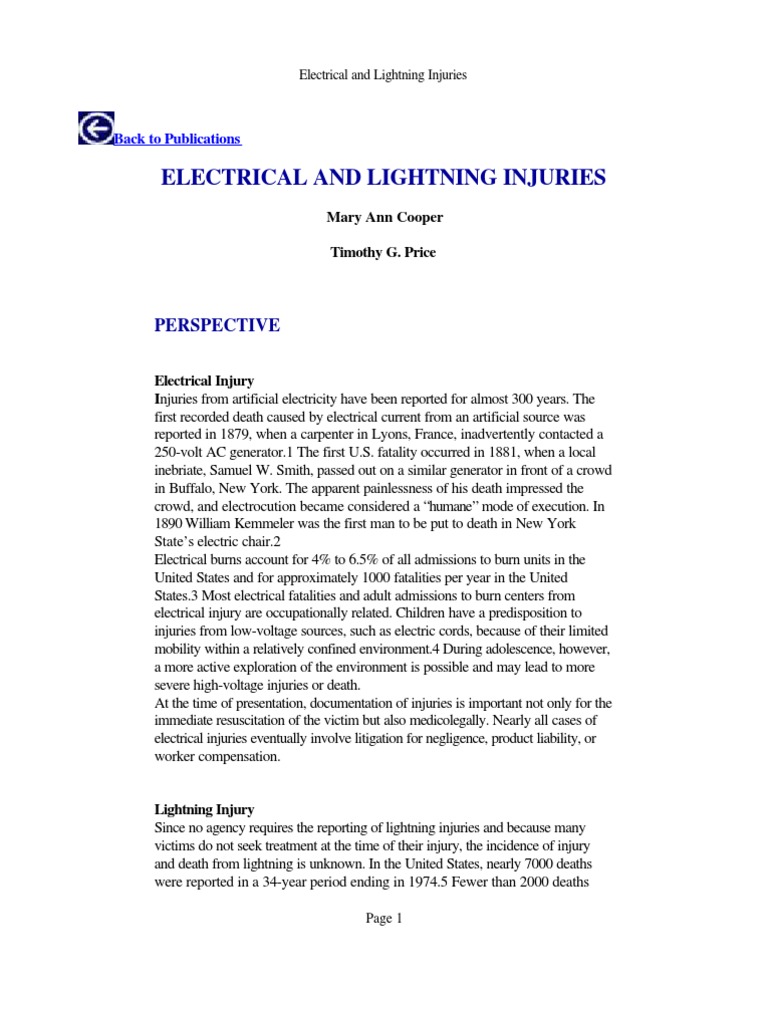 Electrical Injury | PDF | Electrical Resistance And Conductance | Burn