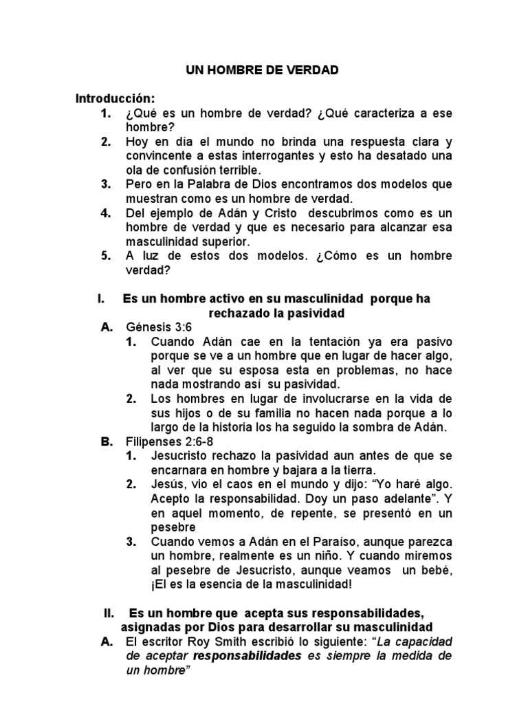 Un Hombre De Verdad Pdf Masculinidad Jesús