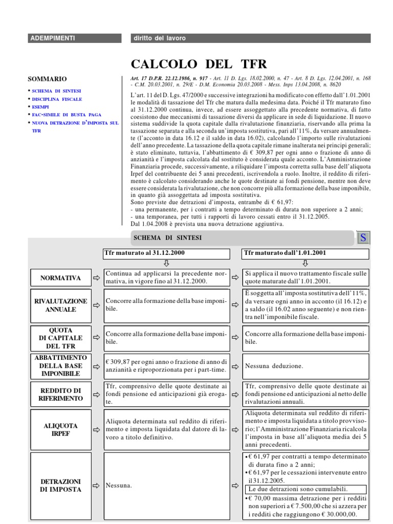 Calcolo TFR | PDF