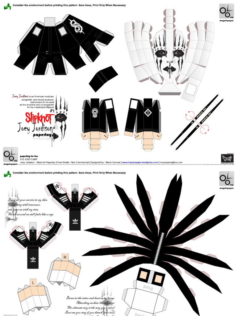 Joey Jordison Papercraft Toy - MIP | PDF