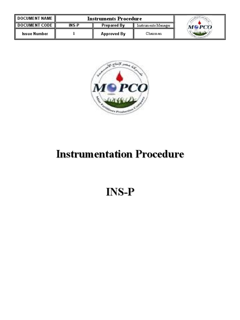 Instrumentation Procedure ISO | PDF | Instrumentation | Calibration