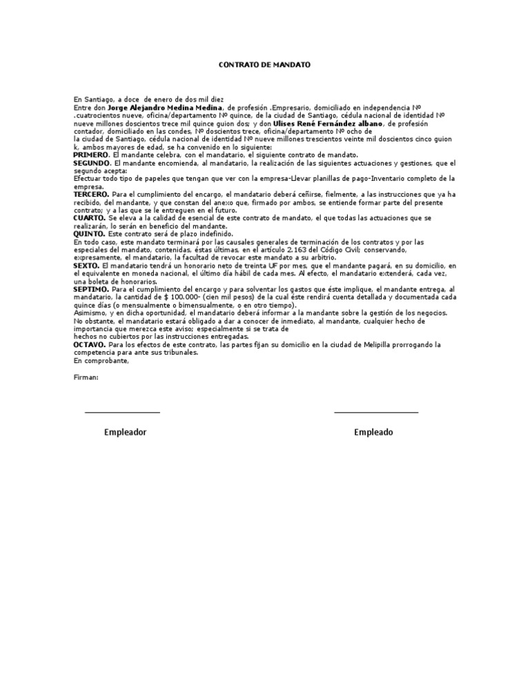 Modelo de Contrato de Mandato | PDF | Gobierno | Política (general)