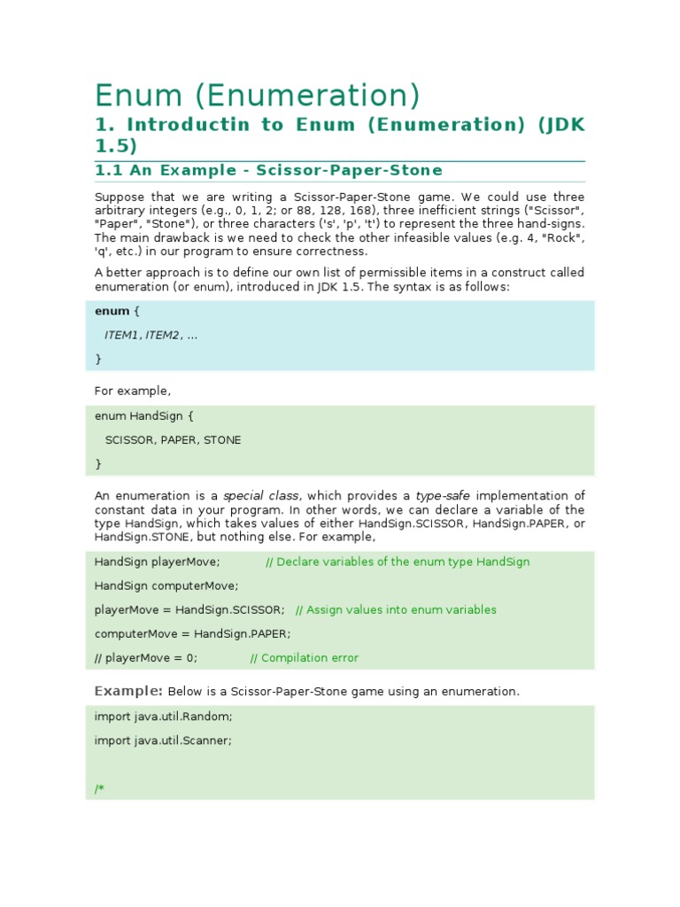 Enum Enumeration Pdf Method Computer Programming Constructor Object Oriented Programming 