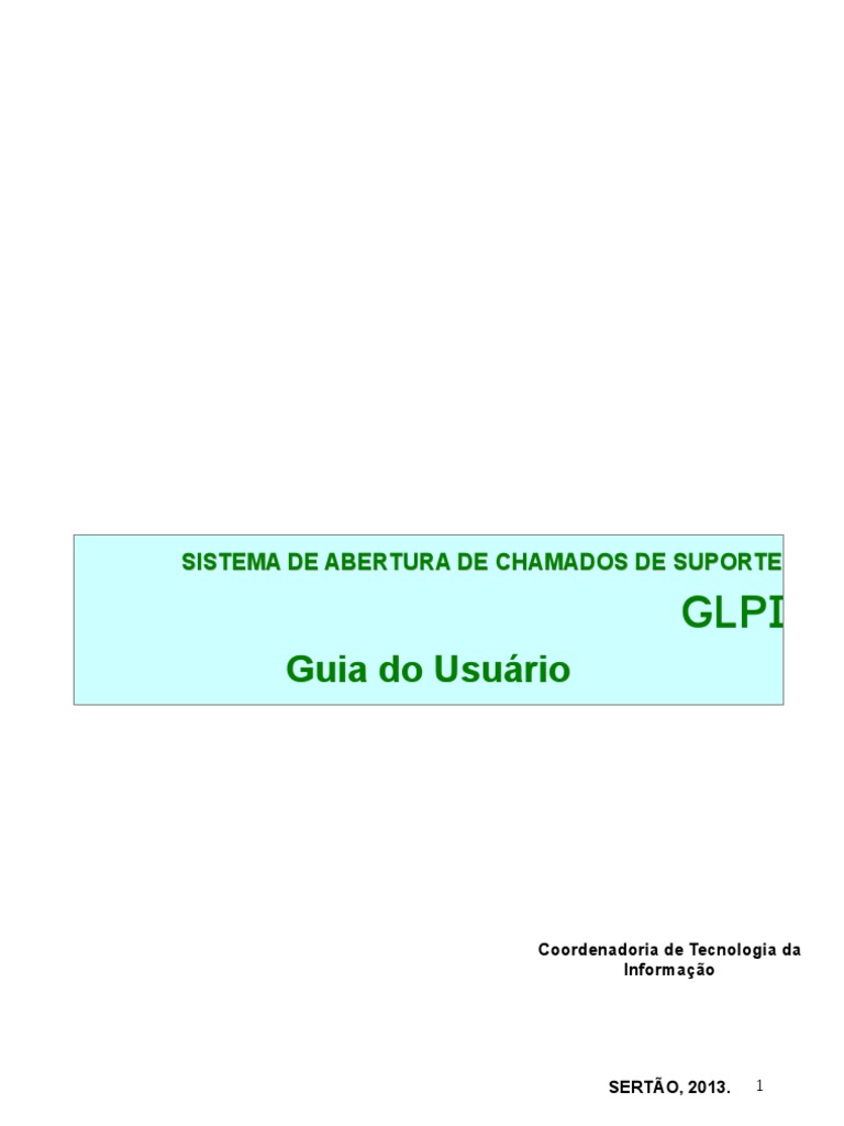 Glpi Guia Do Usuario Revisado | PDF | Software gratuito | Tecnologia da ...