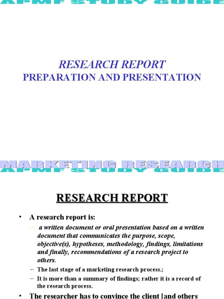 Research Report Preparation and Presentation | PDF | Marketing Research ...