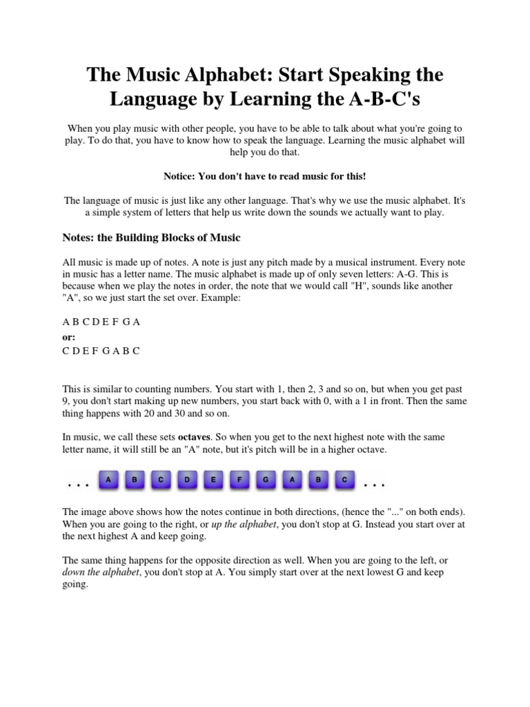 The Music Alphabet | PDF