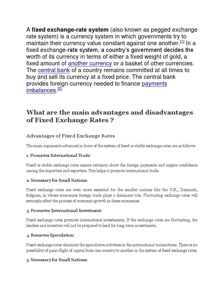 What Are The Main Advantages and Disadvantages of Fixed Exchange Rates ...