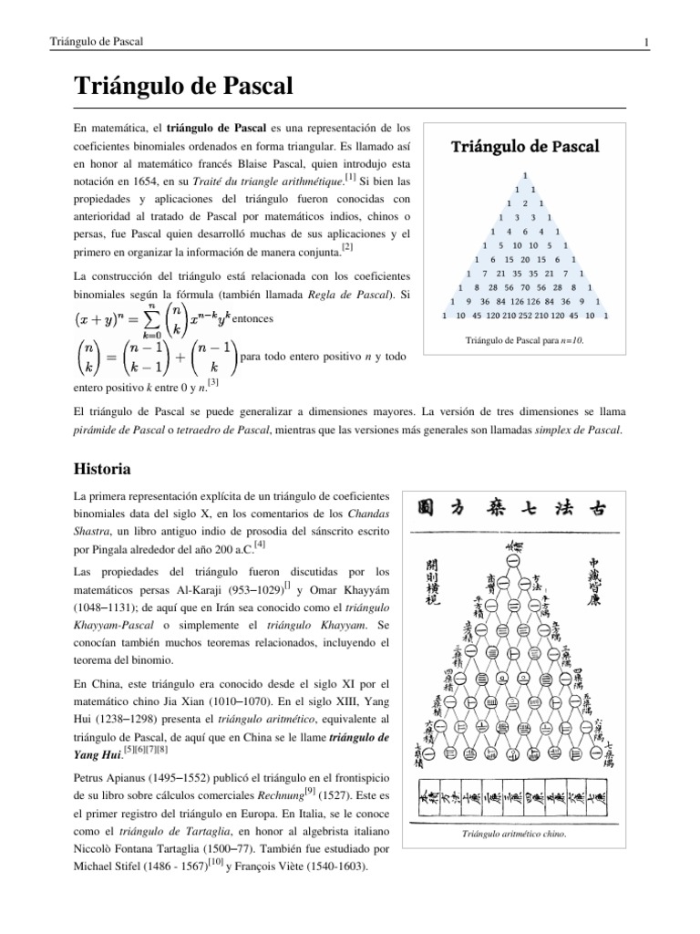 Triángulo de Pascal | PDF | Números | Objetos matemáticos
