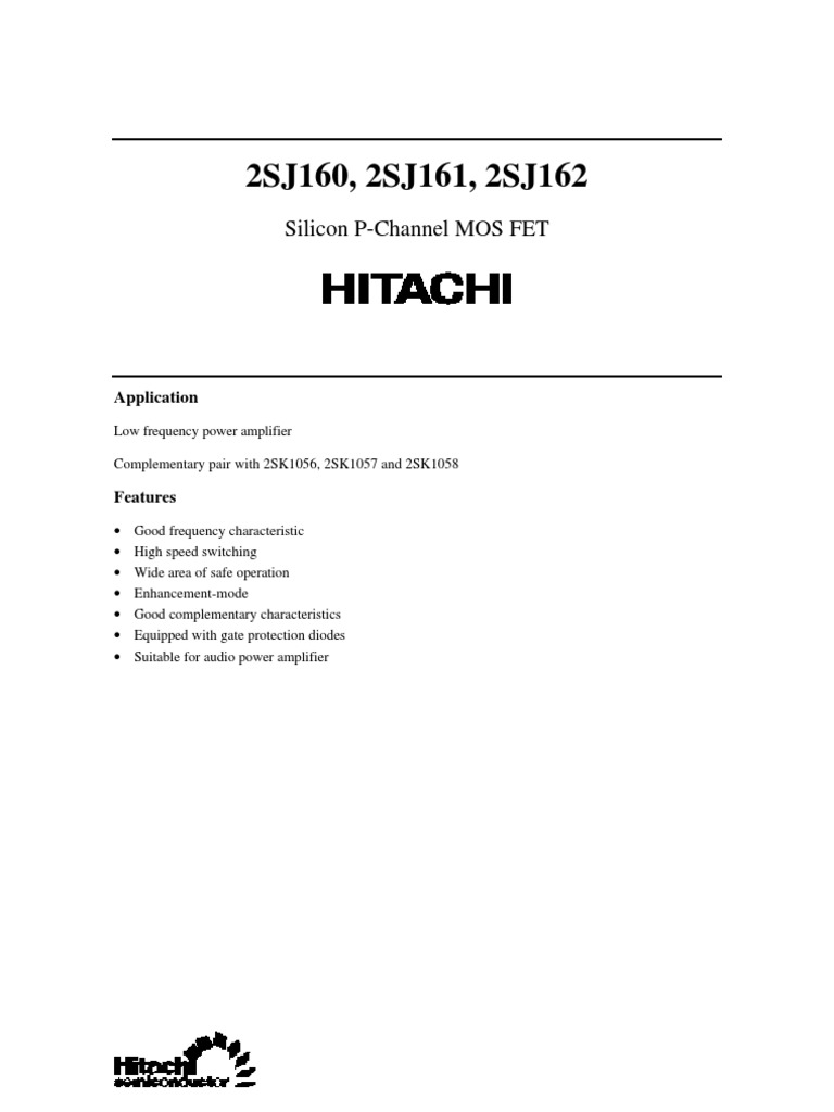 2SJ162 | PDF | Field Effect Transistor | Mosfet
